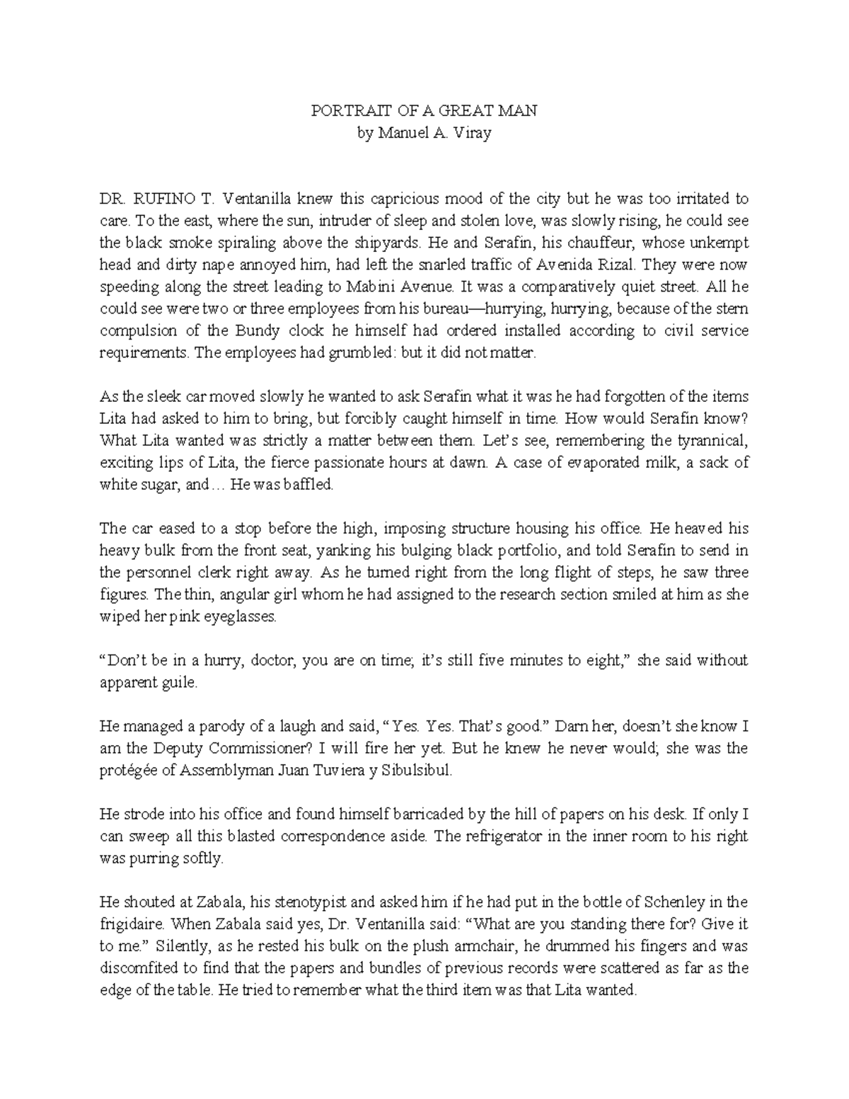 Portrait OF A Great MAN - filipino satirical story - PORTRAIT OF A ...