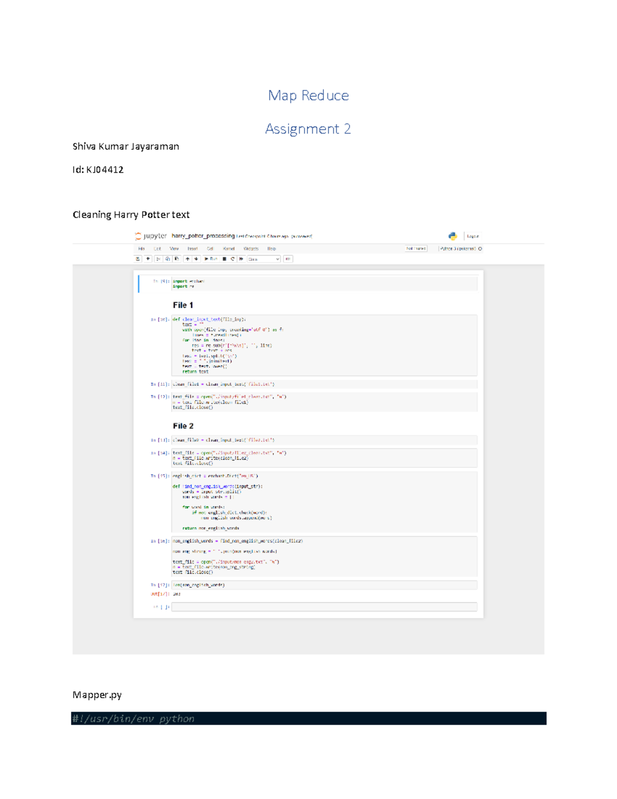 Map Reduce Assignment 2 - Map Reduce Assignment 2 Shiva Kumar Jayaraman ...