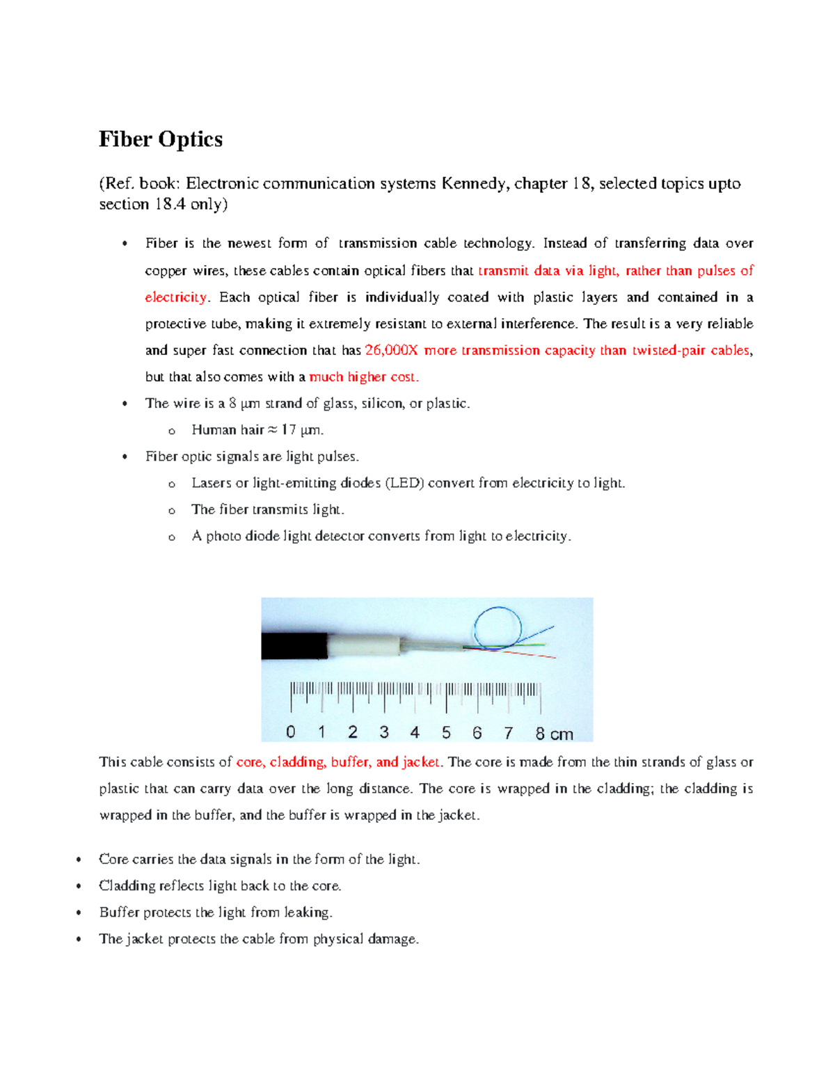 Fiber Optics notes - Fiber Optics (Ref. book: Electronic communication ...