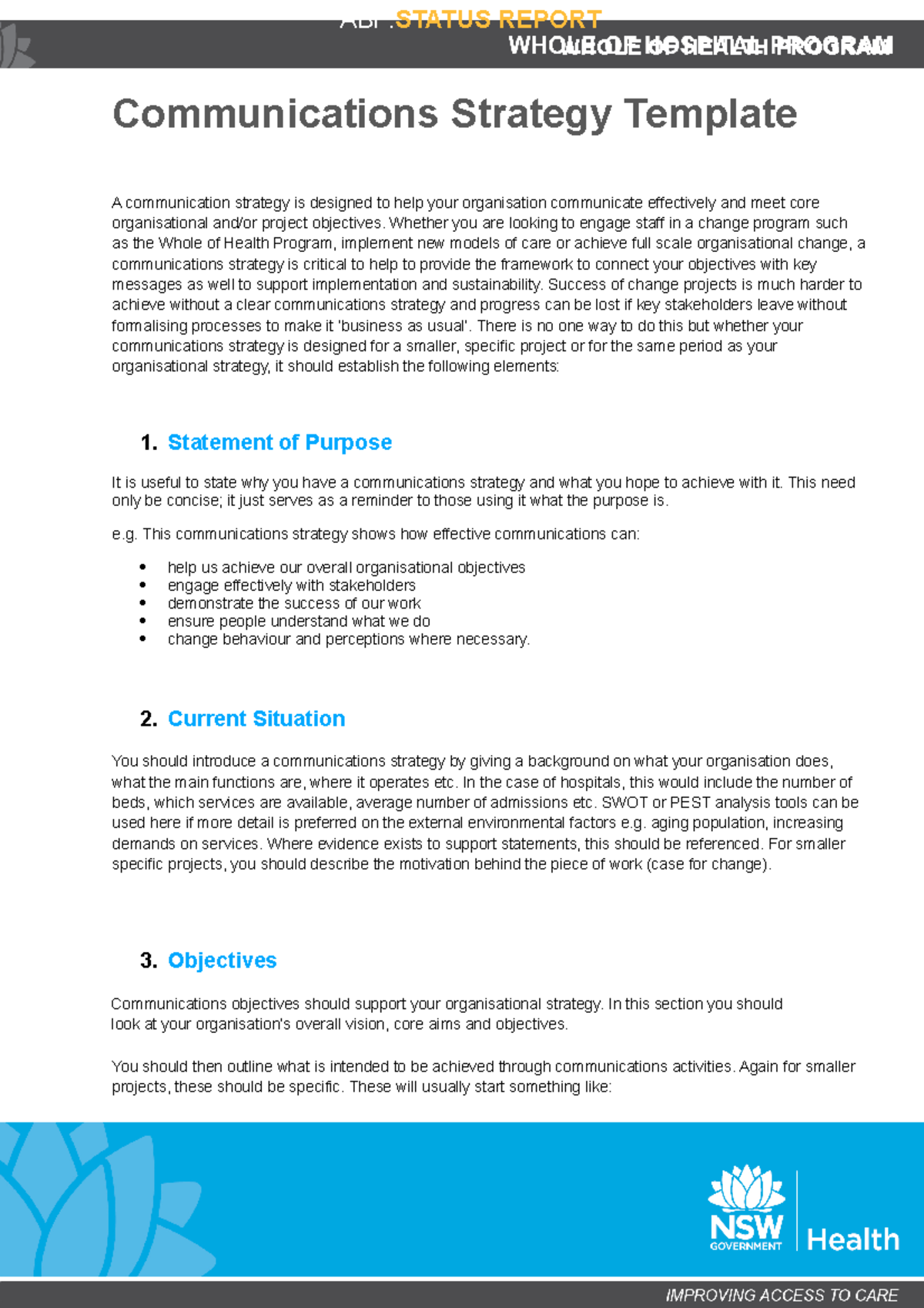 Comms strategy template wohp - Communications Strategy Template A ...