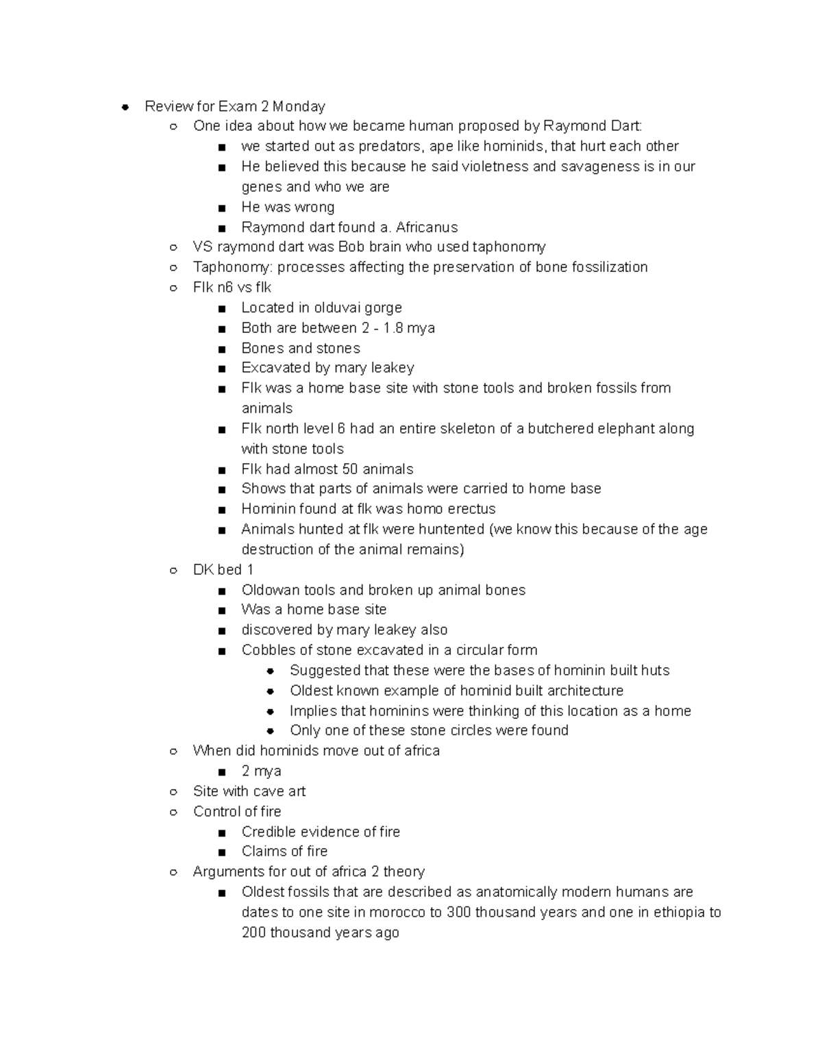 Week 9 Lecture 2 Anthro 100 - Review for Exam 2 Monday One idea about how we became human - Studocu