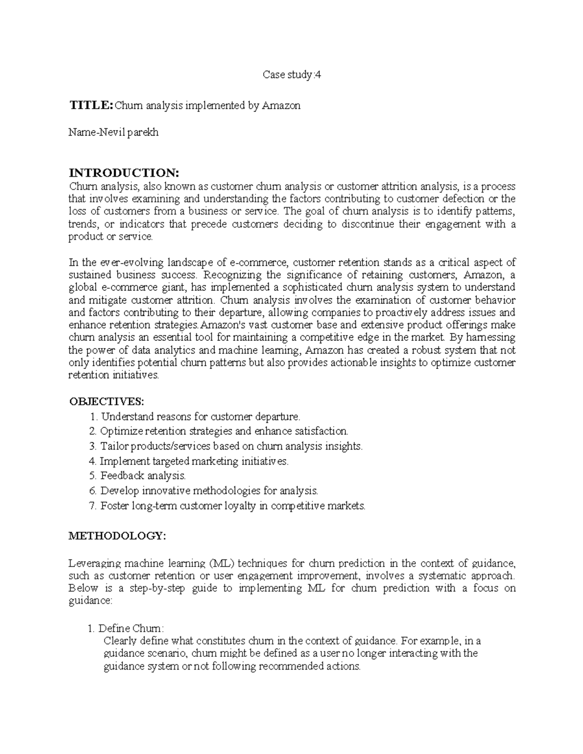 Casestudy 4 - ............. - Case study: TITLE:Churn analysis ...