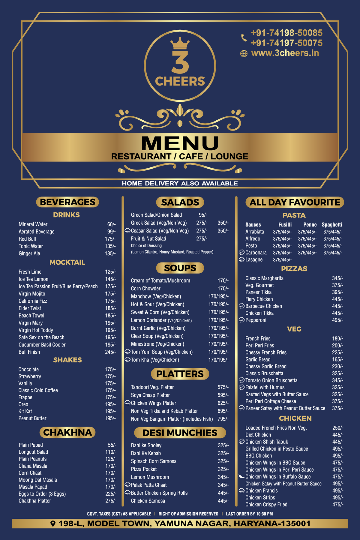 3 Cheers-MENU - menu hai frnds - Course - Studocu