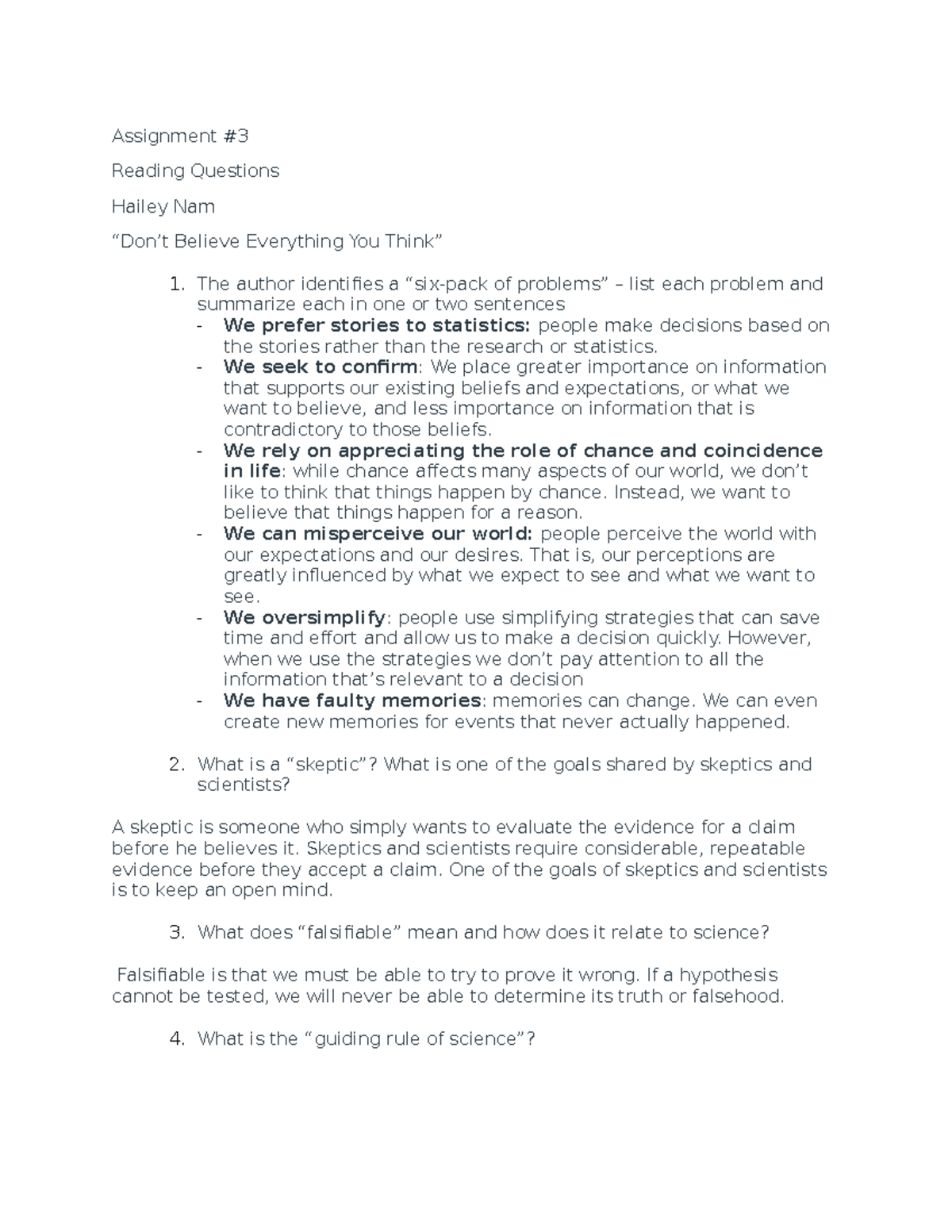 Assignment 3 P101 - Assignment # Reading Questions Hailey Nam “Don’t ...