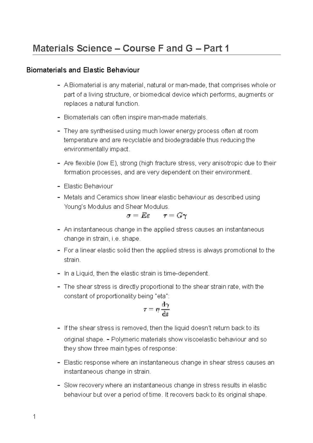 Natural Sciences - Materials Science - Course F and G - Part 1 ...