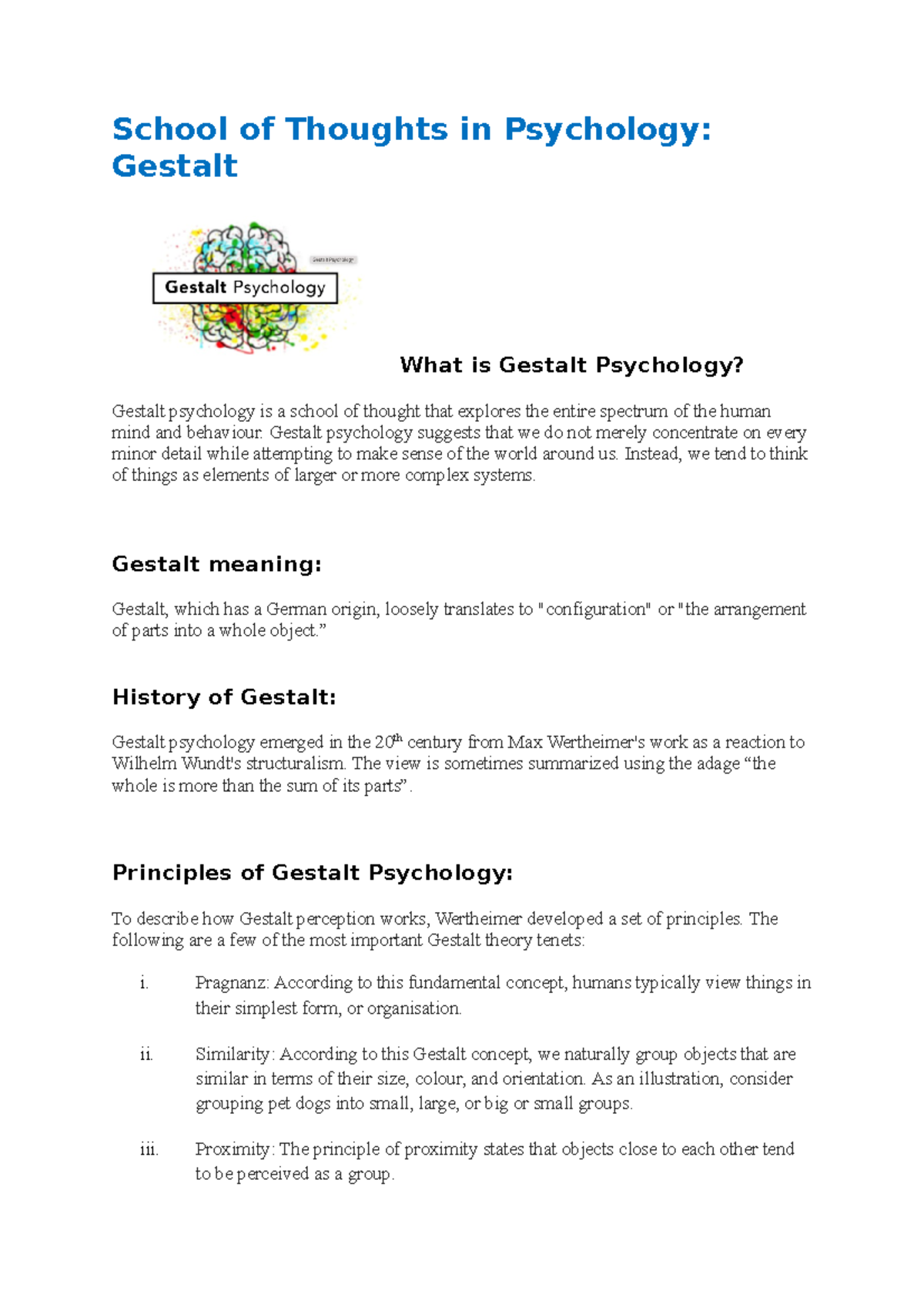 School of Thoughts in Psychology - School of Thoughts in Psychology ...