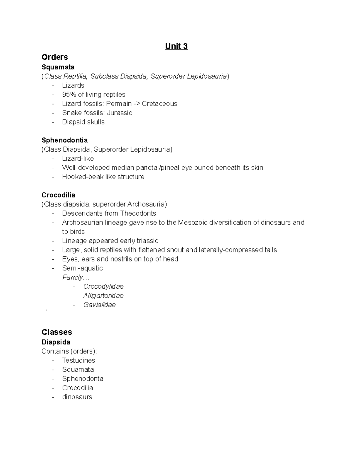 Unit 3 - Professor was Laura. Notes were taken from the slides for ...
