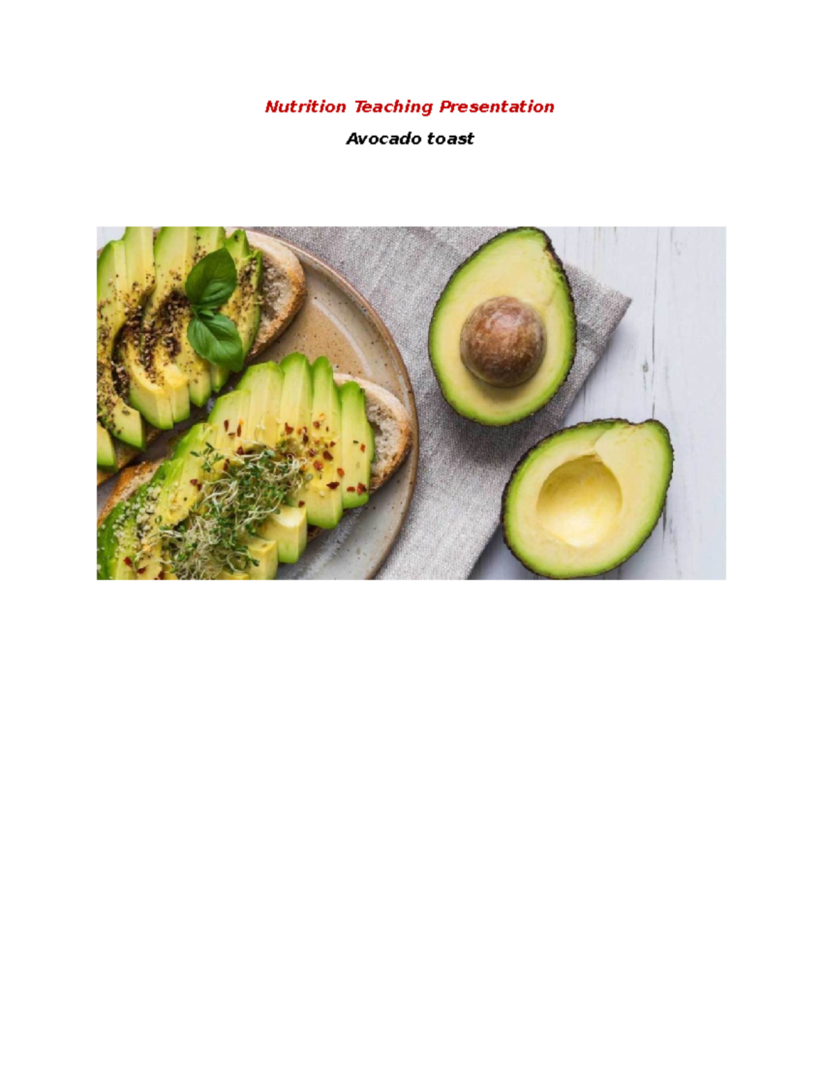 Nutrition Teaching Presentation - Nutrition Teaching Presentation ...
