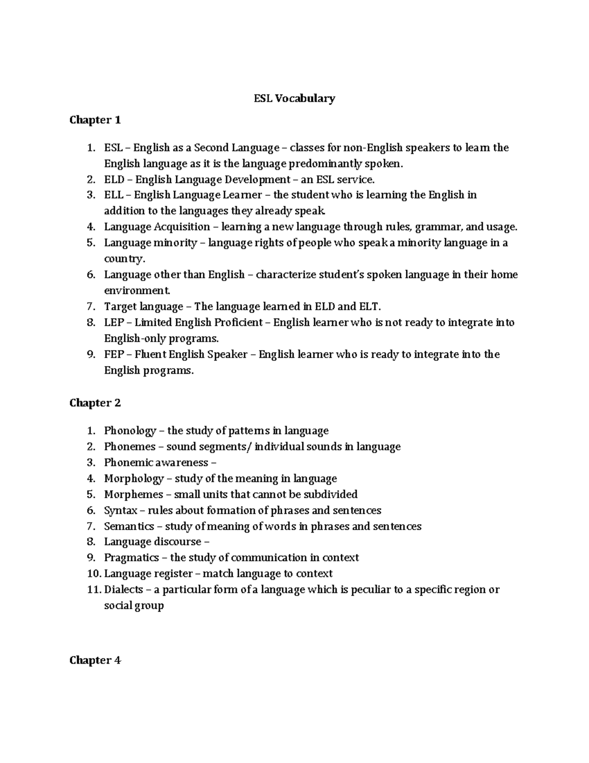ESL Vocabulary - Lecture notes 1 - ESL Vocabulary Chapter 1 ESL ...
