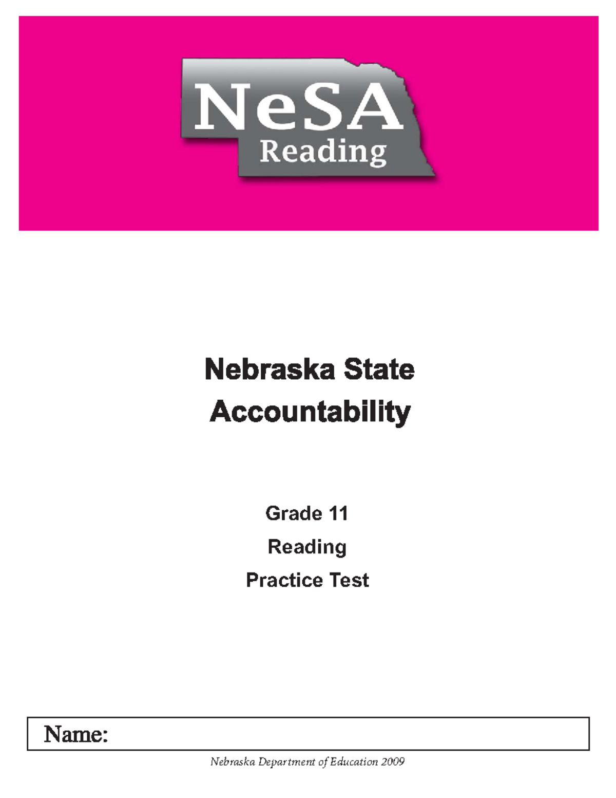 NE002 R 11 Practice Paper - Grade 11 Reading Practice Test Nebraska ...