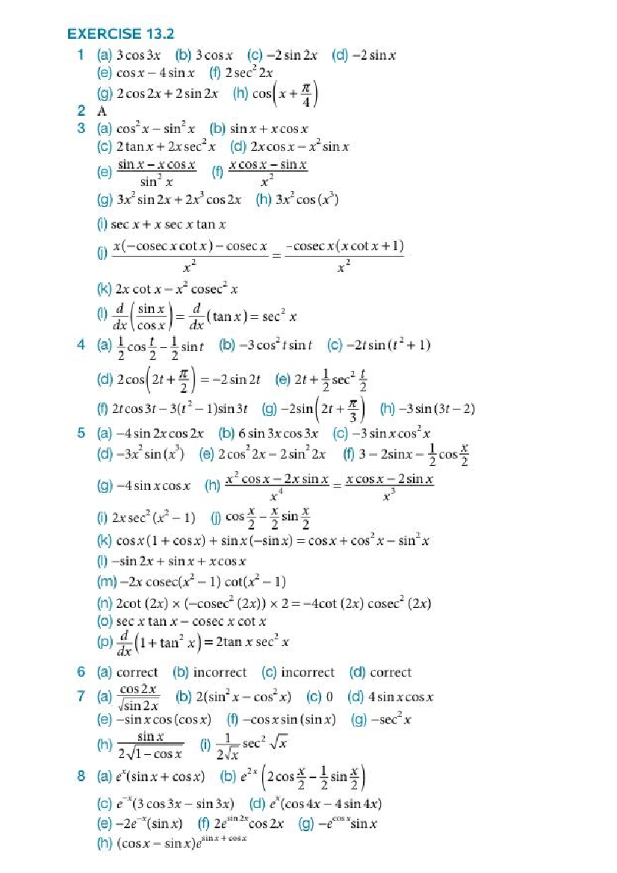 Answer of Differentiation of Trig function - Studocu