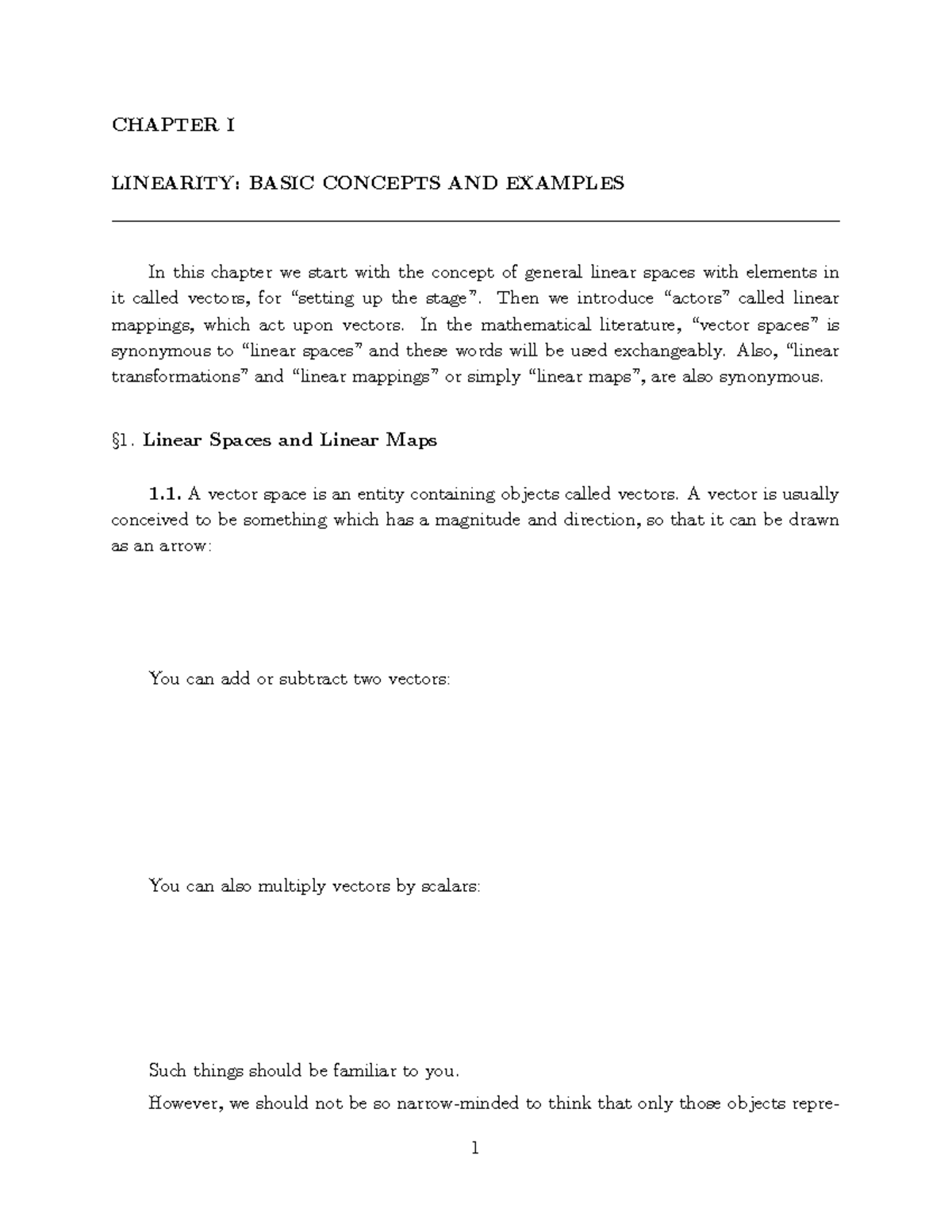 Lecture Notes Linearity: Basic concepts and Examples 2007 - CHAPTER I ...