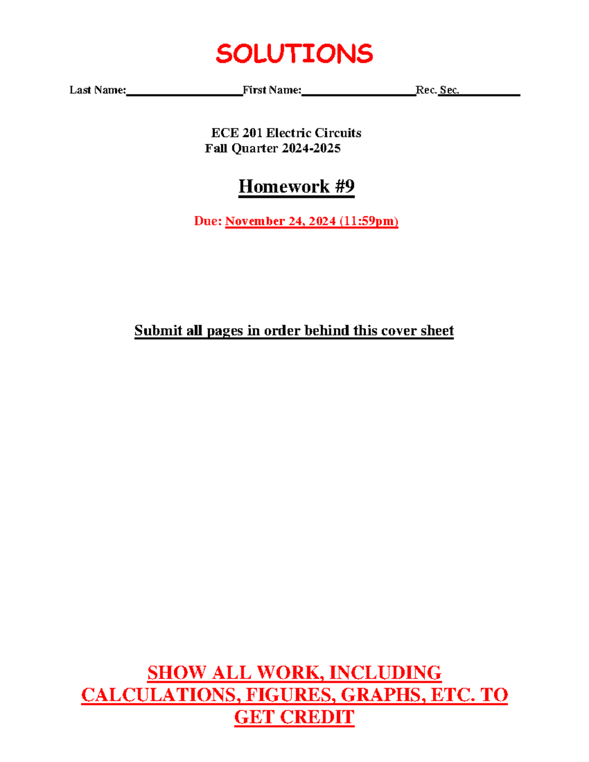 ECE 201 HW9 Fa24-25 Solutions - SOLUTIONS SHOW ALL WORK, INCLUDING ...