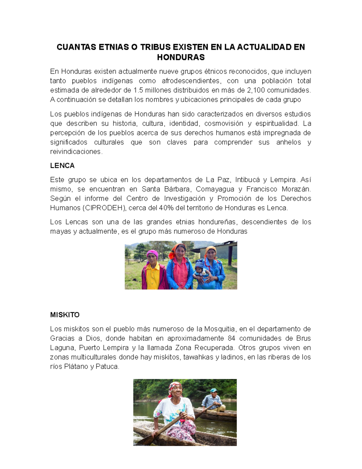 Cuantas Etnias O Tribus Existen EN LA Actualidad EN Honduras - CUANTAS ...
