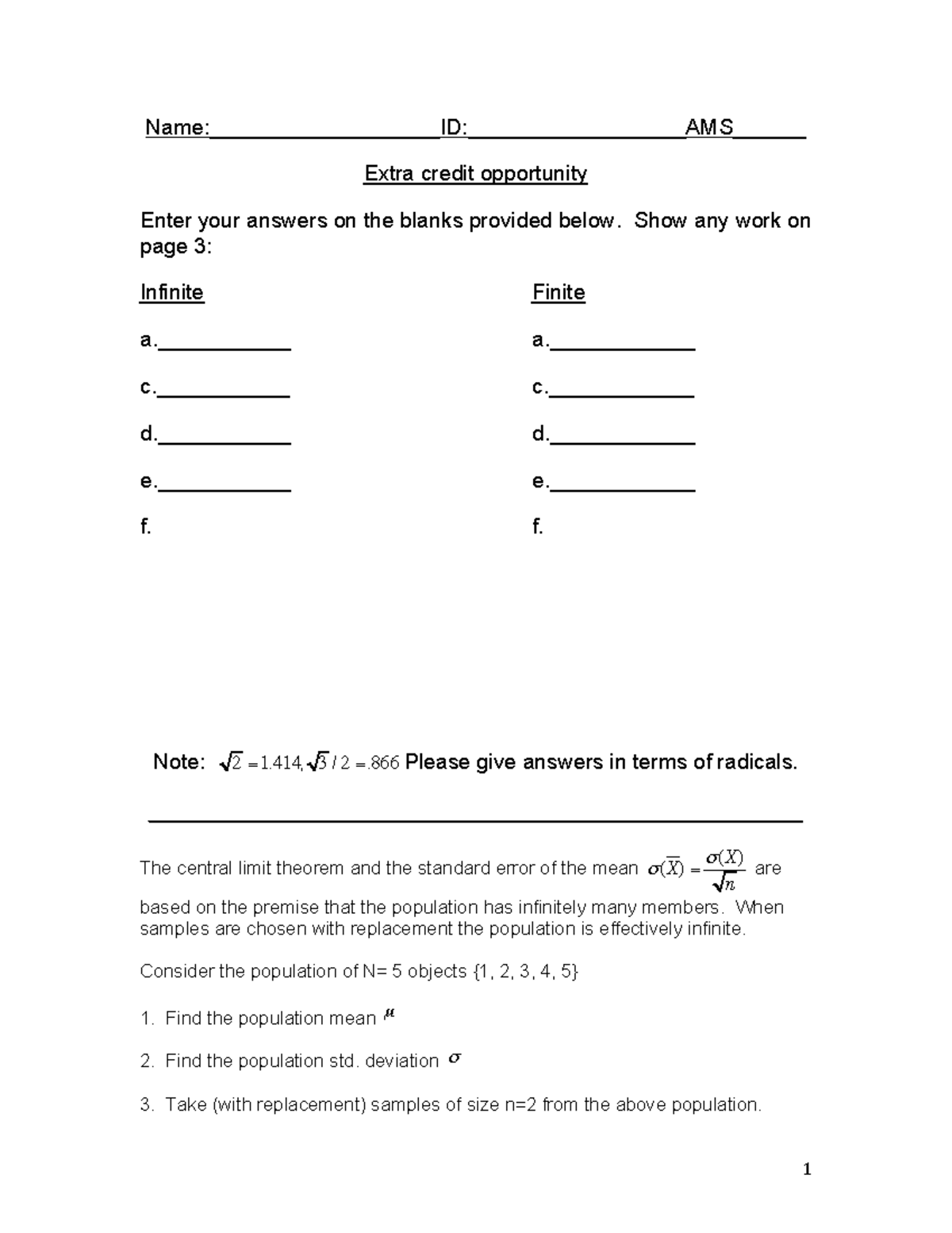 Extra questions - 1 Name:___________________ID:____________AMS Extra ...