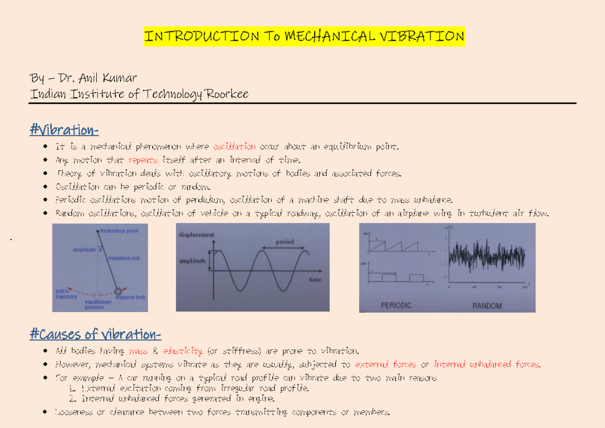 Introduction to Mechanical Vibration - Element of Aerospace Engineering ...