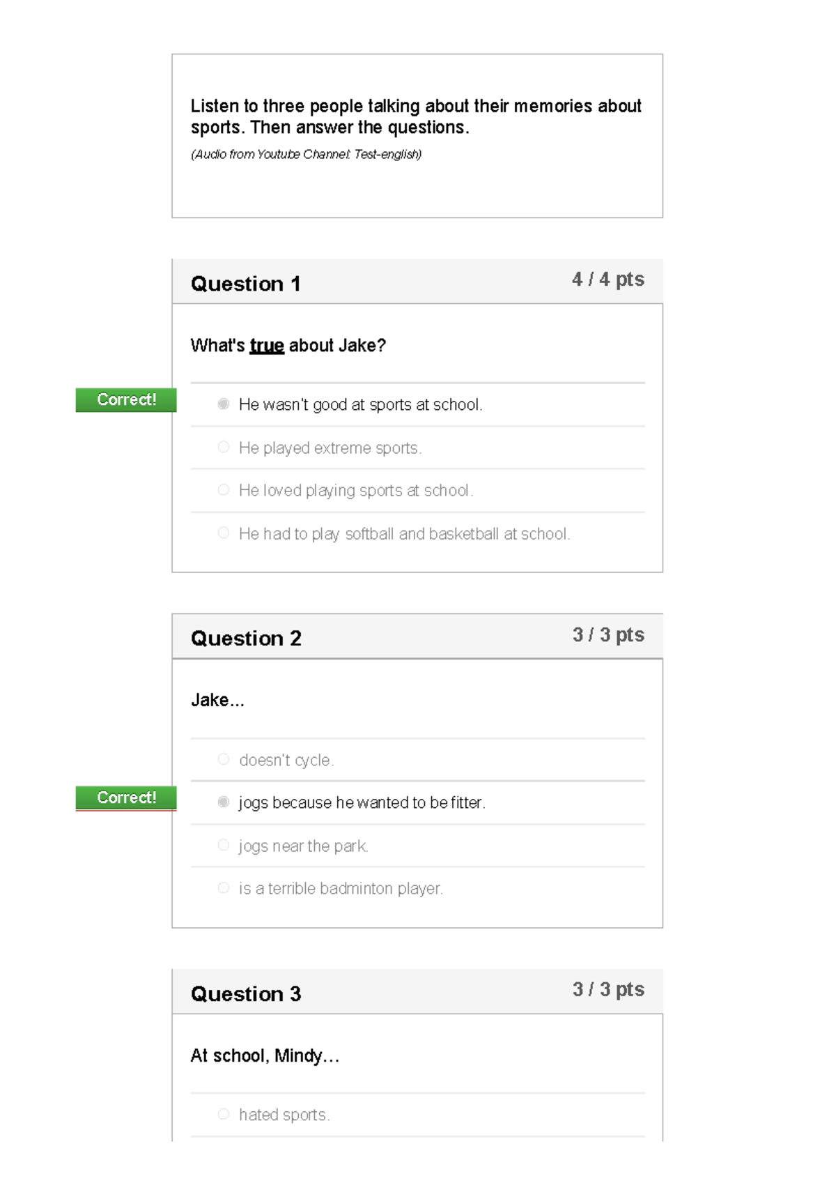 Week 14 - Task - Popular sports around the world - Listen to three ...