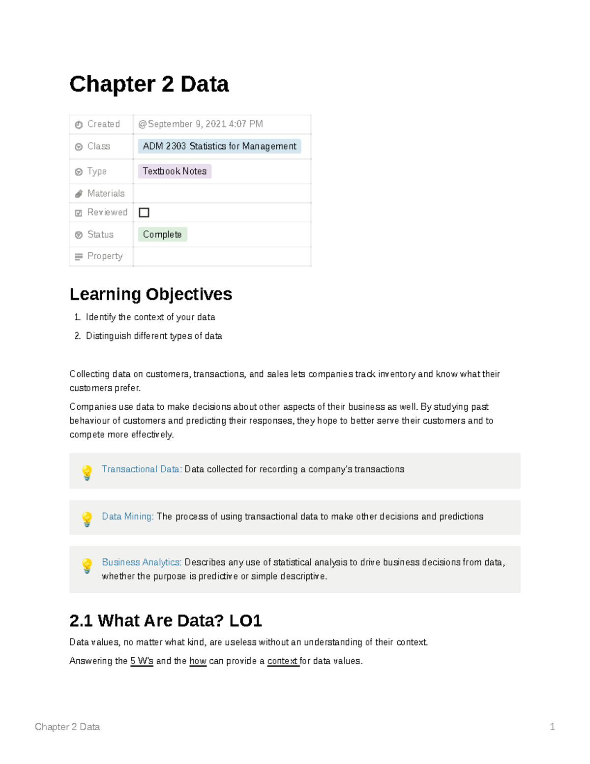 Chapter 2 Data - Professor David Wright - Chapter 2 Data Created Class ...