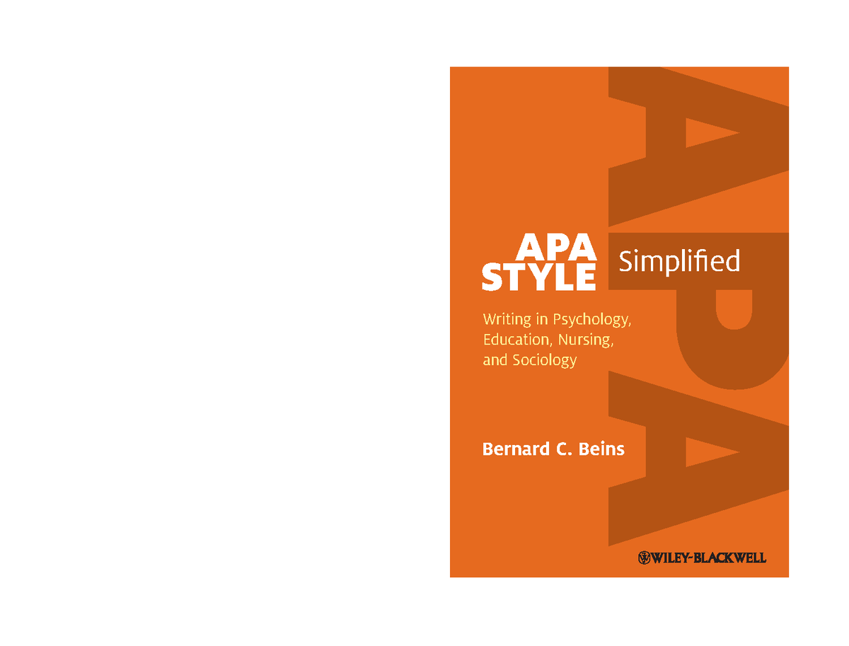 APA Style Simplified Writing in Psychology, Education, Nursing, and ...