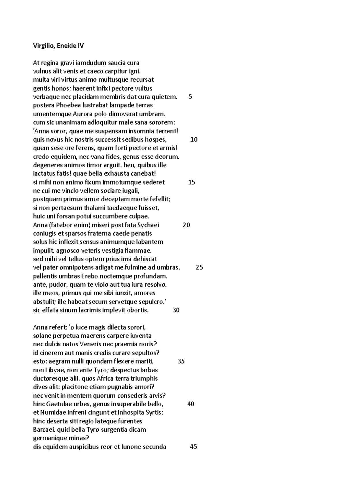 Virgilio, Eneide IV - multa viri virtus animo multusque recursat gentis ...