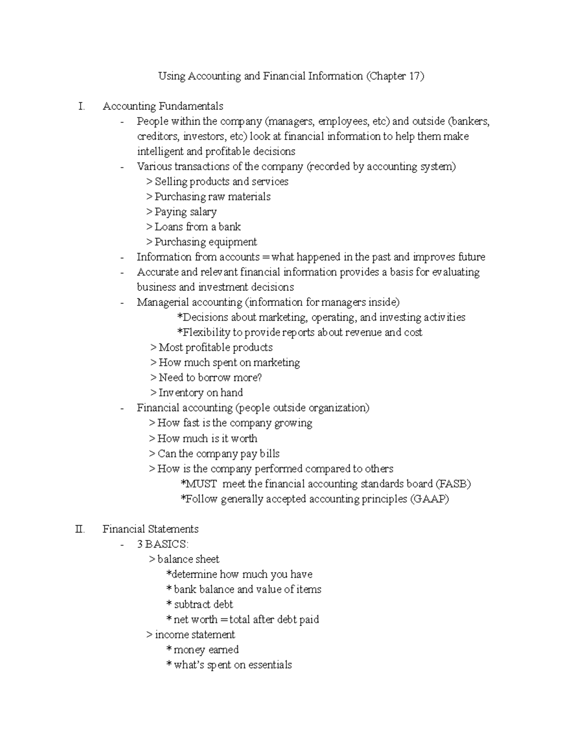 Using Accounting and Financial Information (Chapter 17) - Accounting ...