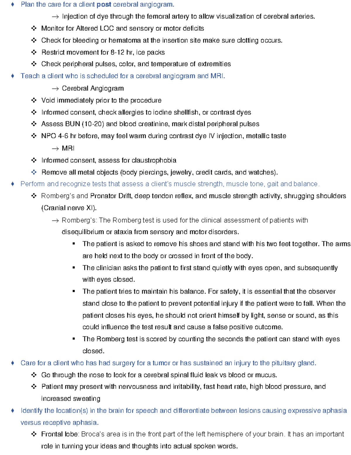 Neuro Study Guide - notes I've used throughout nursing school - ♦ Plan ...