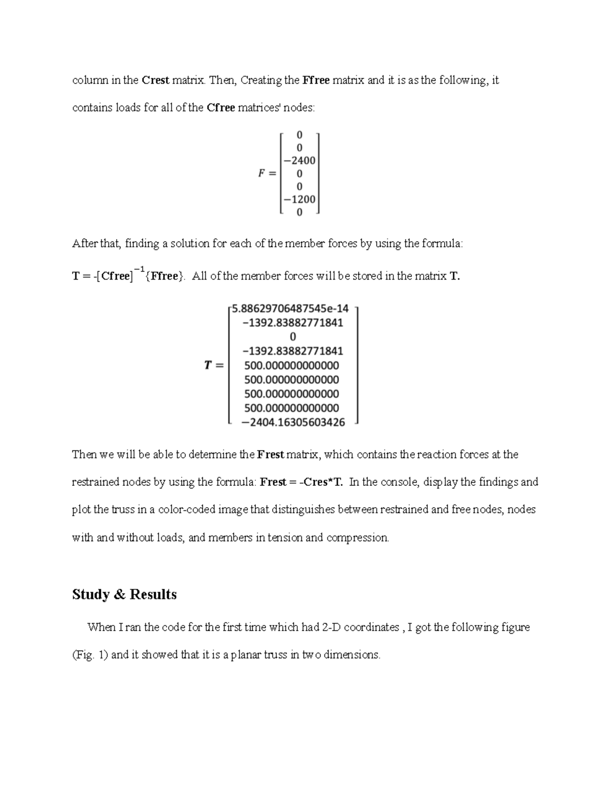 CEE210 CP 4 code verification part - FROXPQ LQ WKH &UHVW PDWUL[ 7KHQ ...