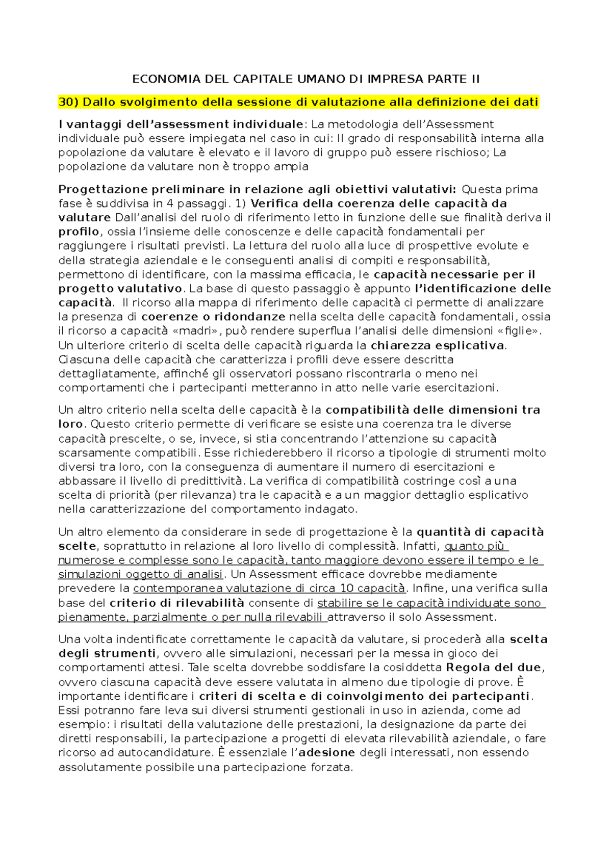 Economia DEL Capitale Umano DI Impresa Parte II - ECONOMIA DEL CAPITALE ...