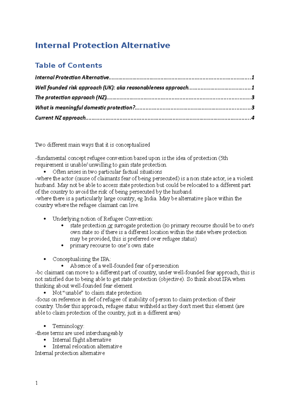 Internal Protection Alternative - - Studocu