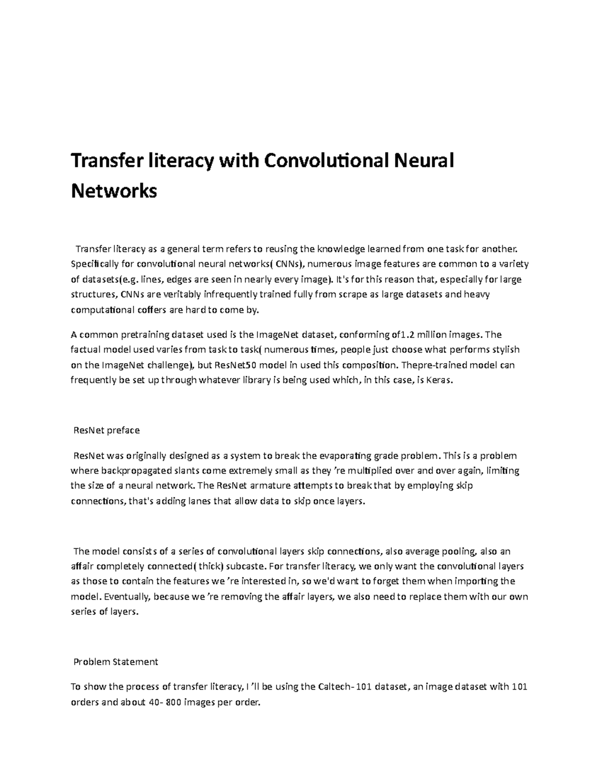 Transfer literacy with Convolutional Neural Networks - Transfer ...