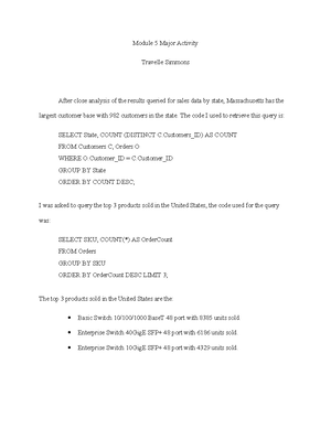 DAD 220 Module Three Major Activity Database Documentation Assignment ...