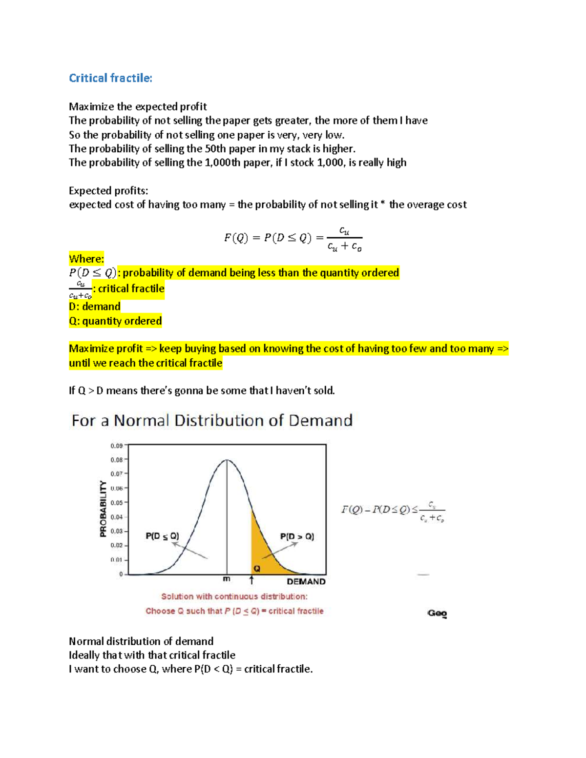 11 Computer Science - Critical fractile: Maximize the expected profit ...