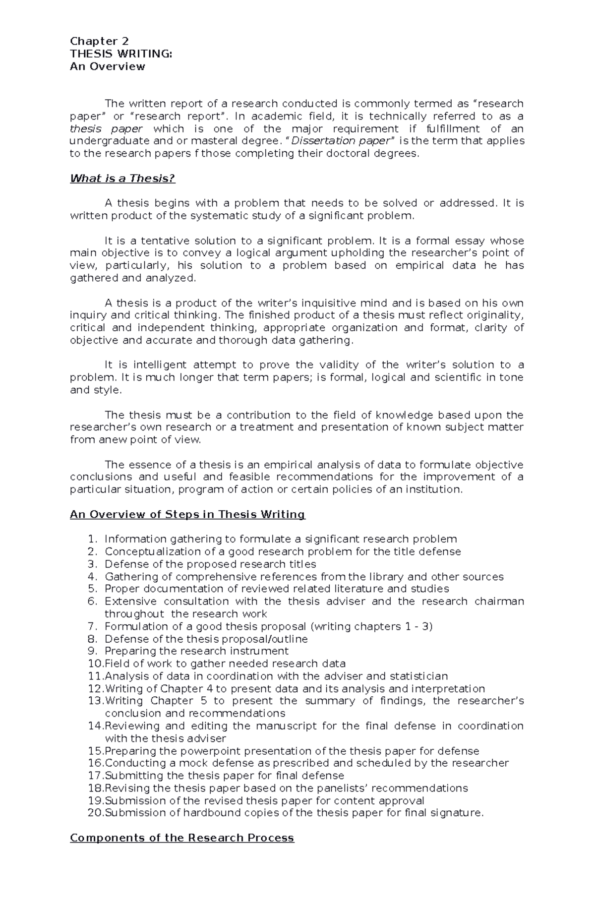 Inbound 8013504123816100026 - Chapter 2 THESIS WRITING: An Overview The ...