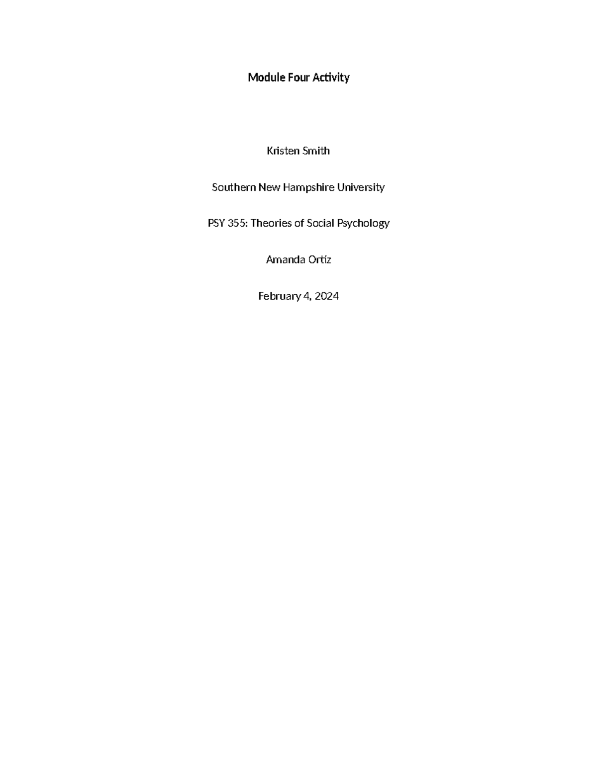 Module Four Activity - Module Four Activity Kristen Smith Southern New ...