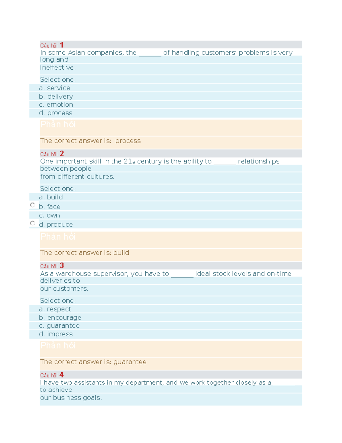 Đề trên LMS - Đề trên LMS - Câu hỏi 1 In some Asian companies, the ...