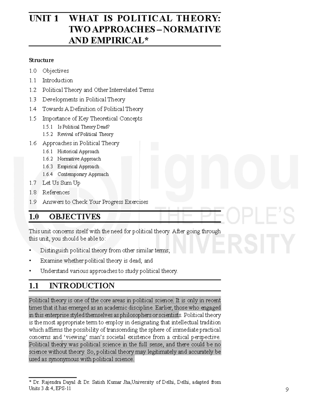 Unit1 - wef4wh4e - What is Political Theory: Two Approaches – Normative ...