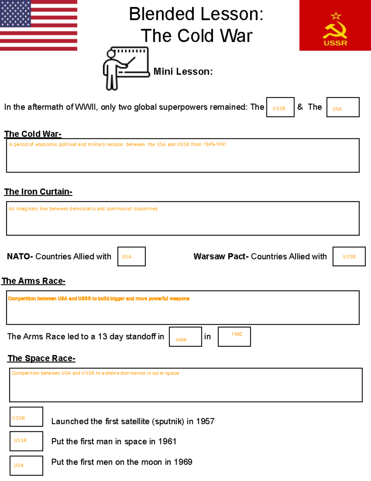 cold war notes - Blended Lesson: The Cold War Mini Lesson: In the ...