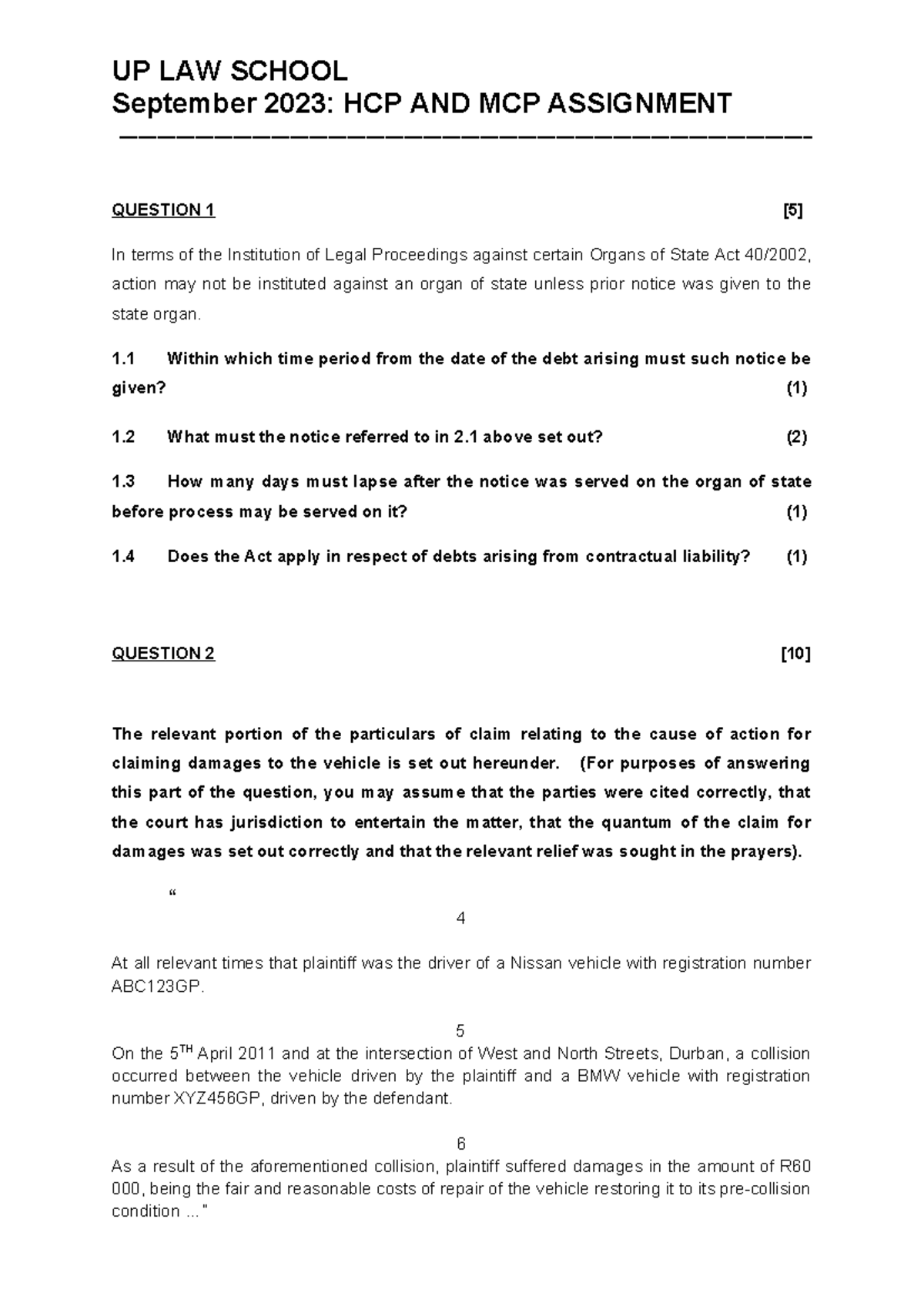 UP LAW School September 2023 - UP LAW SCHOOL September 2023: HCP AND ...