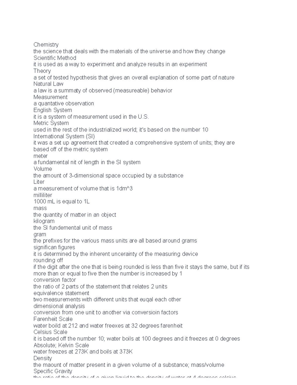 Chemistry Vocabulary - Chemistry the science that deals with the ...