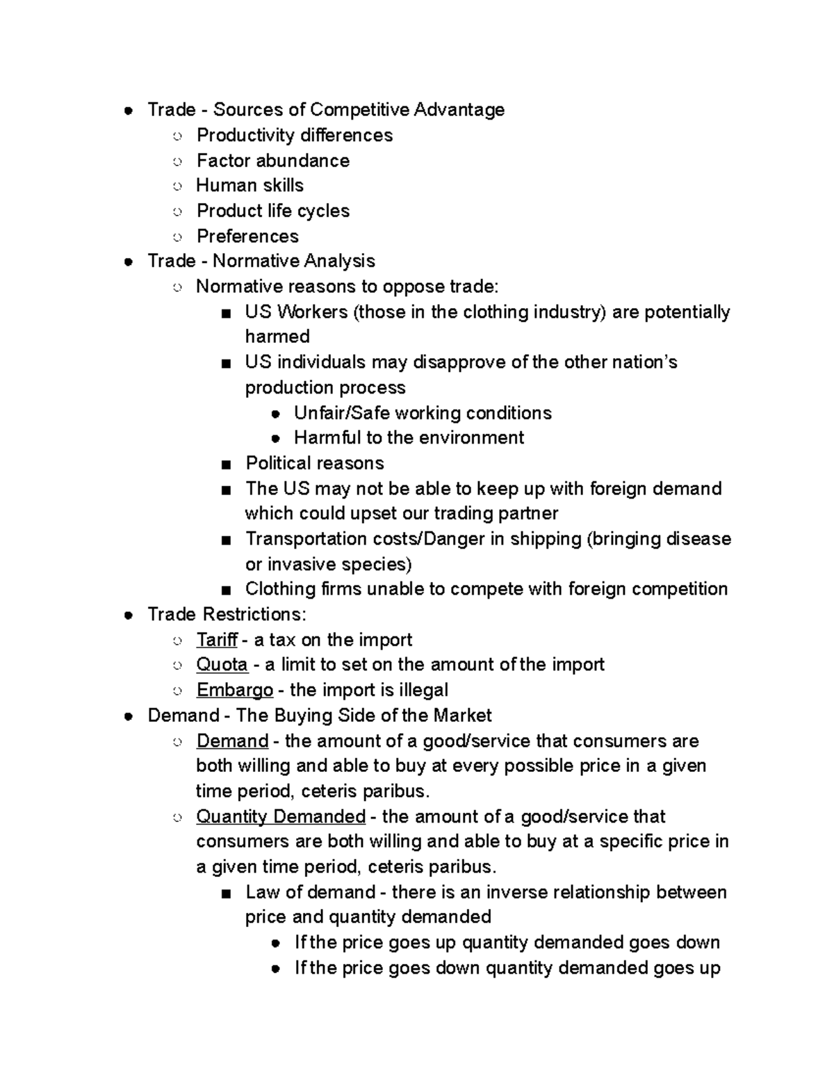 Trade Notes 9 15 20 - Trade - Sources of Competitive Advantage ...