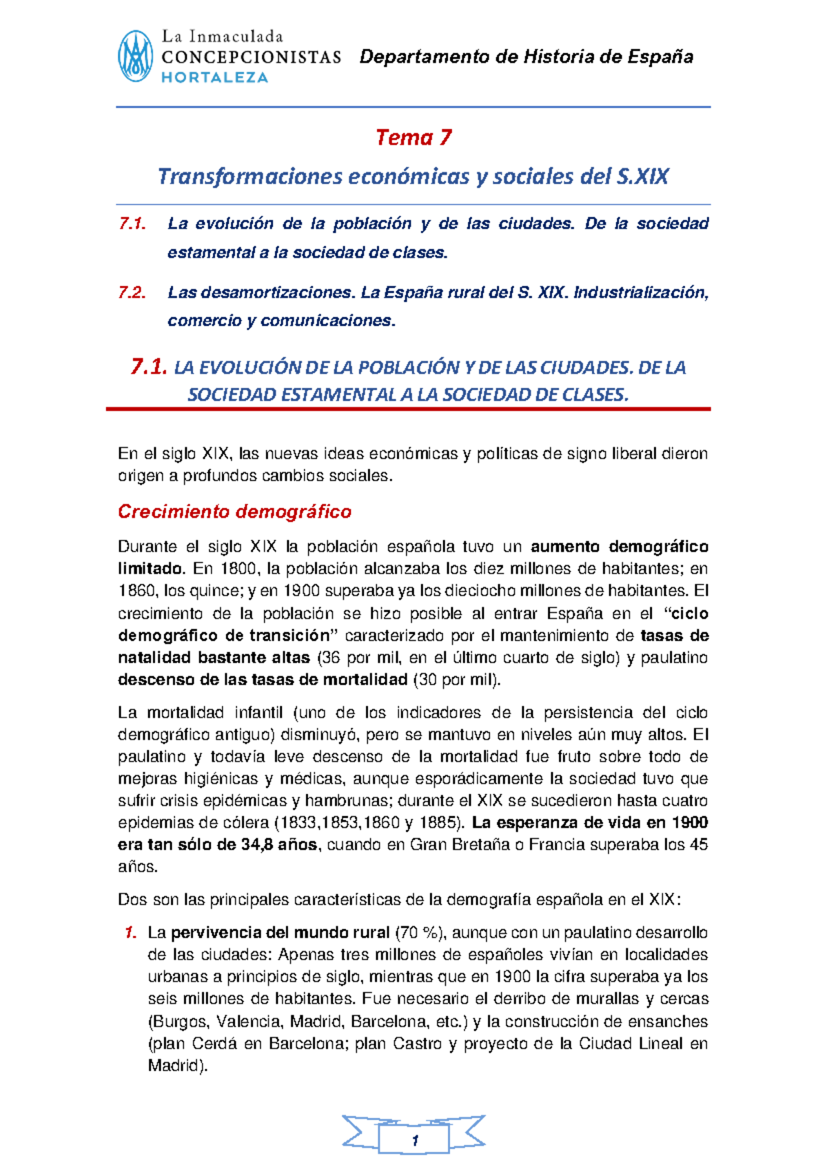 Tema 7. Transformaciones económicas y sociales del S - Tema 7 Transformaciones económicas y ...