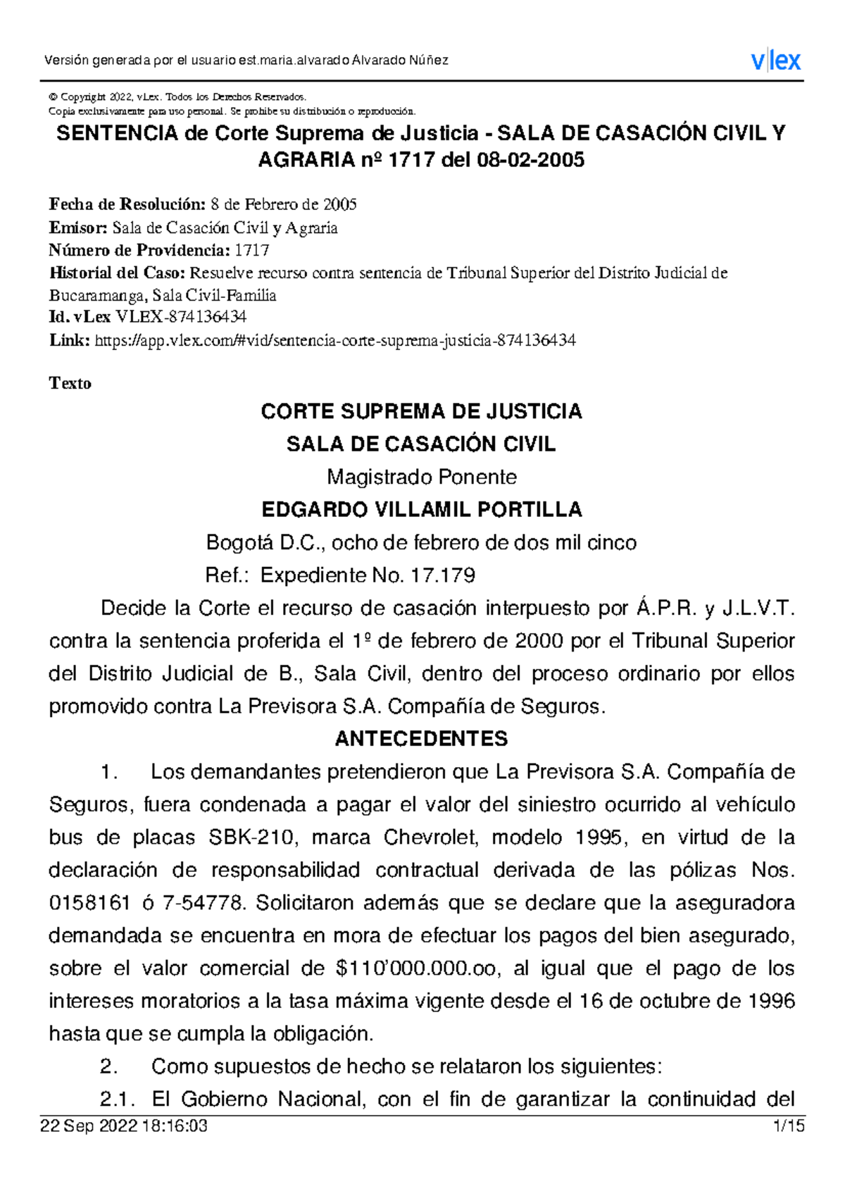 Sentencia de corte suprema de justicia sala de casacin civi ...