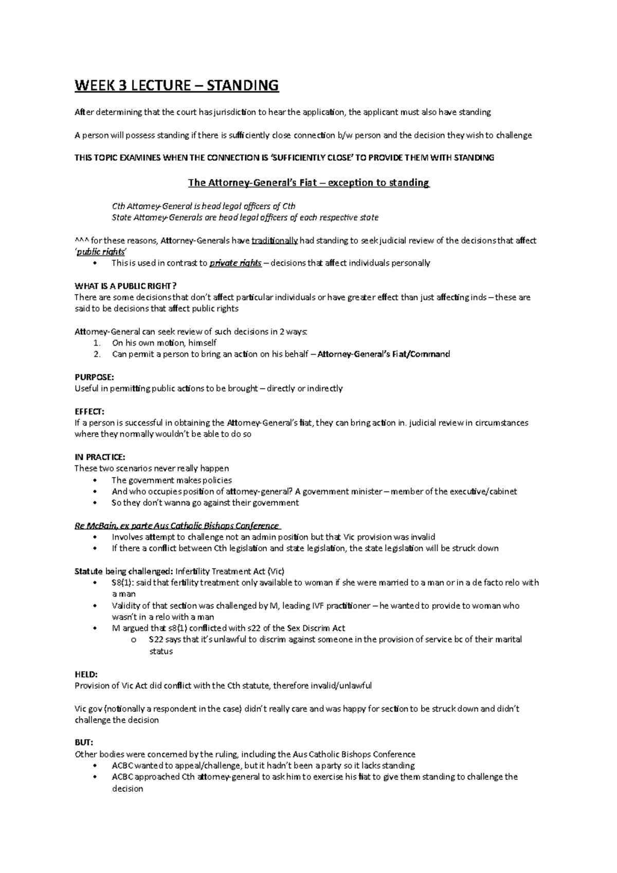 WEEK 3 Lecture - Standing - WEEK 3 LECTURE – STANDING After determining that the court has - Studocu