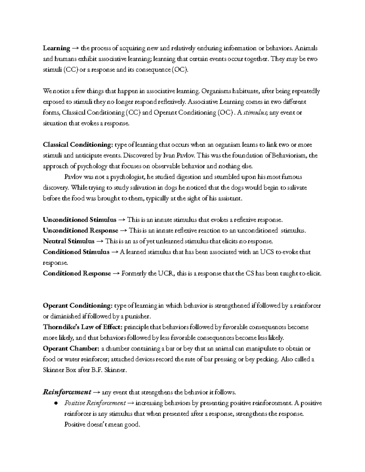 AP Psych Unit Three - Learning → the process of acquiring new and ...