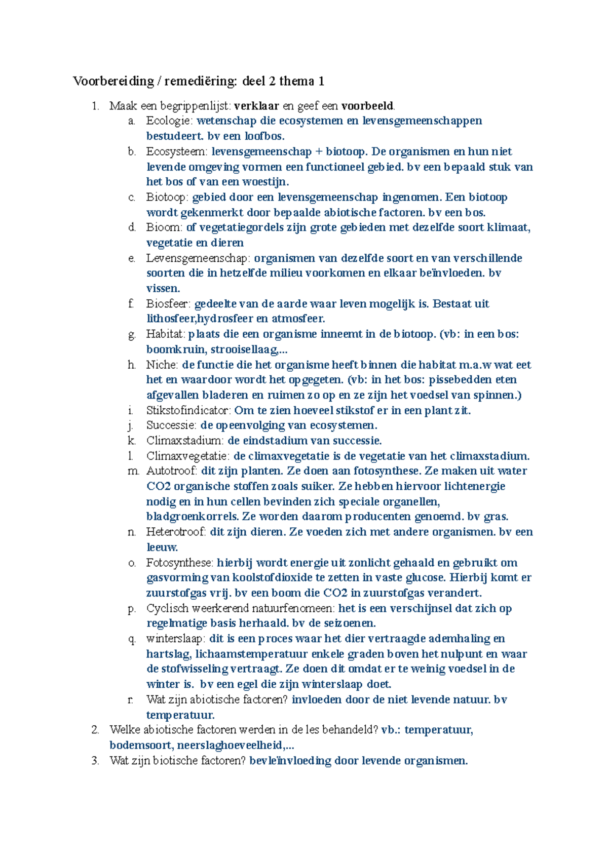 Voorbereiding deel 2 thema 1 ; - Voorbereiding / remediëring: deel 2 ...