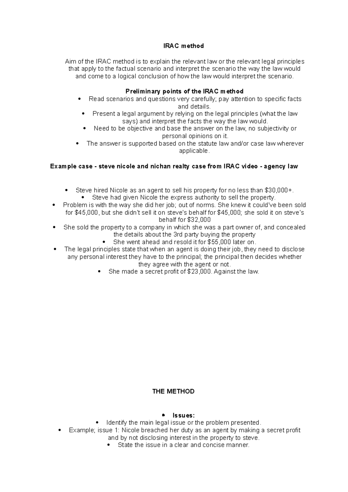 IRAC method - Preliminary points of the IRAC method Read scenarios and ...