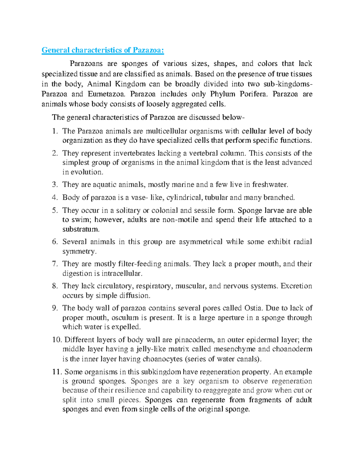 General characteristics of Pazazoa - General characteristics of Pazazoa ...