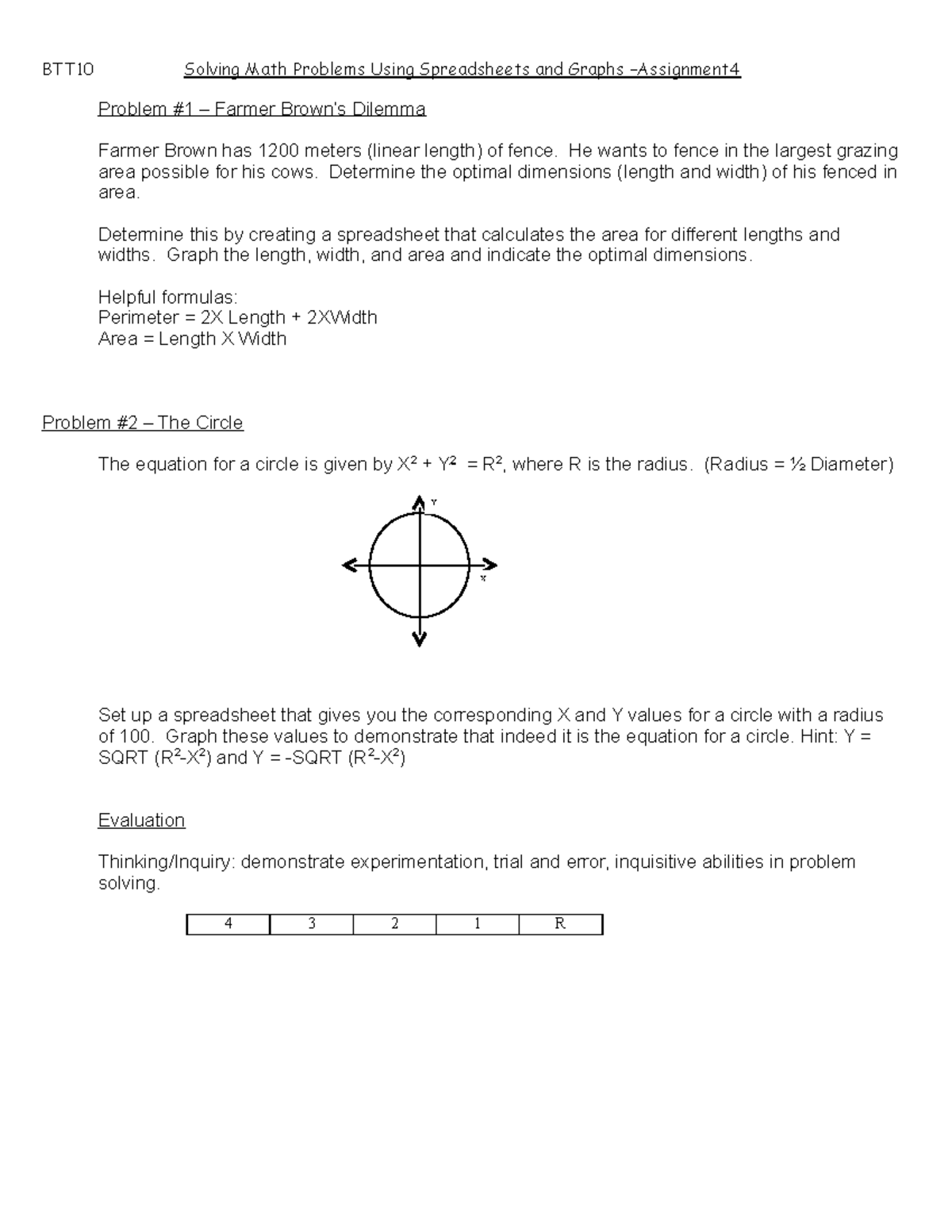 3 - Math Spreadsheet - Assignment - BTT10 Solving Math Problems Using ...