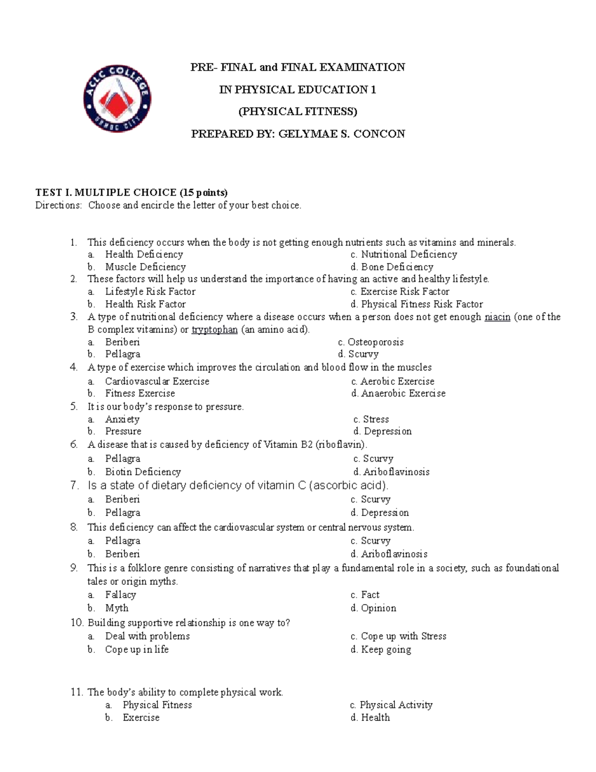 Finals EXAM Physical Fitness Manuscript - PRE- FINAL and FINAL ...