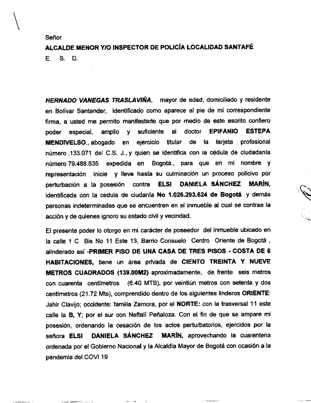 Poder Hernado Vanegas Isnpecion - Findamentos de Investigación - Studocu